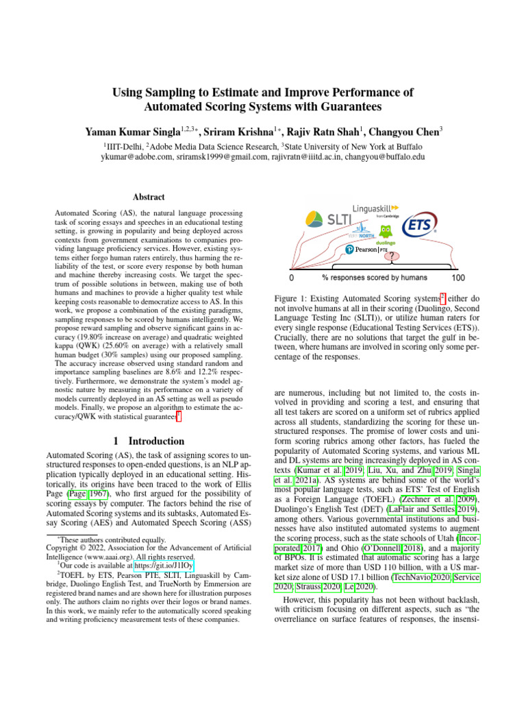 Using Sampling to Estimate and Improve Performance of Automated Scoring ...