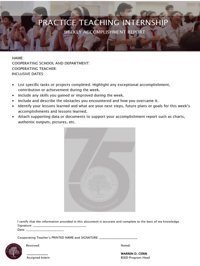 Accomplishment Report Updated Form | PDF