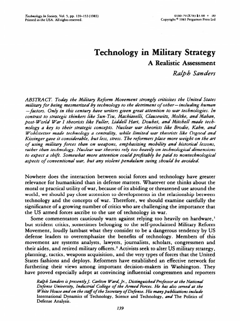 Technology in Military Strategy | PDF | Nuclear Warfare | Military Strategy