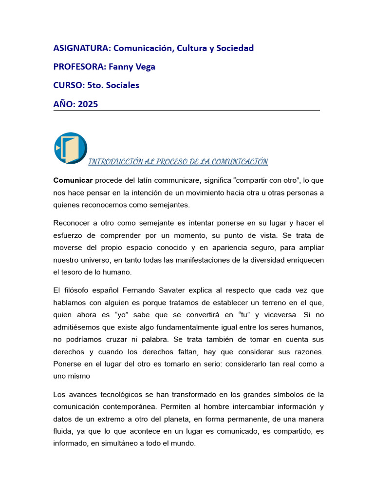 2025 Introducci-N Al Proceso de La Comunicaci-N | PDF | Comunicación ...