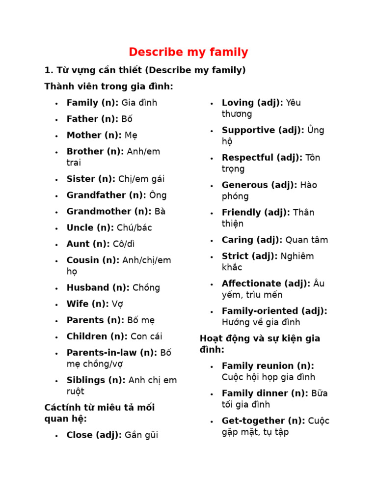 Describe My Family | PDF