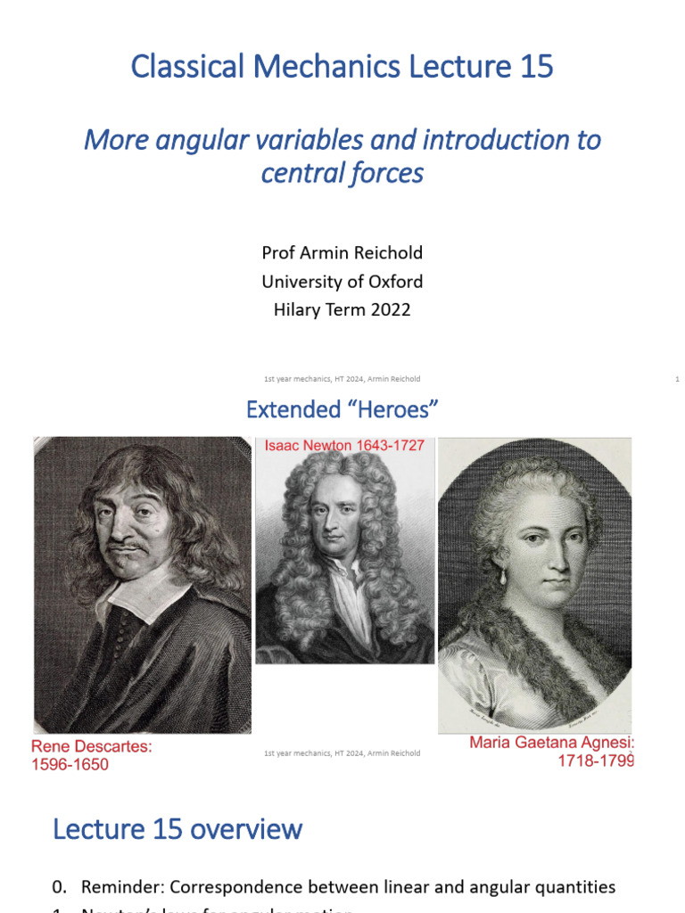 CP1 Lecture15 HT2023 Reichold v3 | PDF | Force | Torque