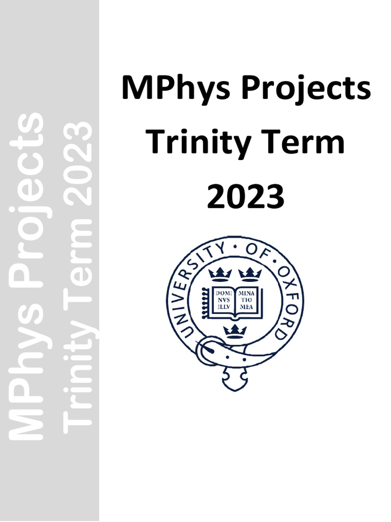 MPhys Projects Trinity Term 2023 | PDF | Galaxy | Particle Physics