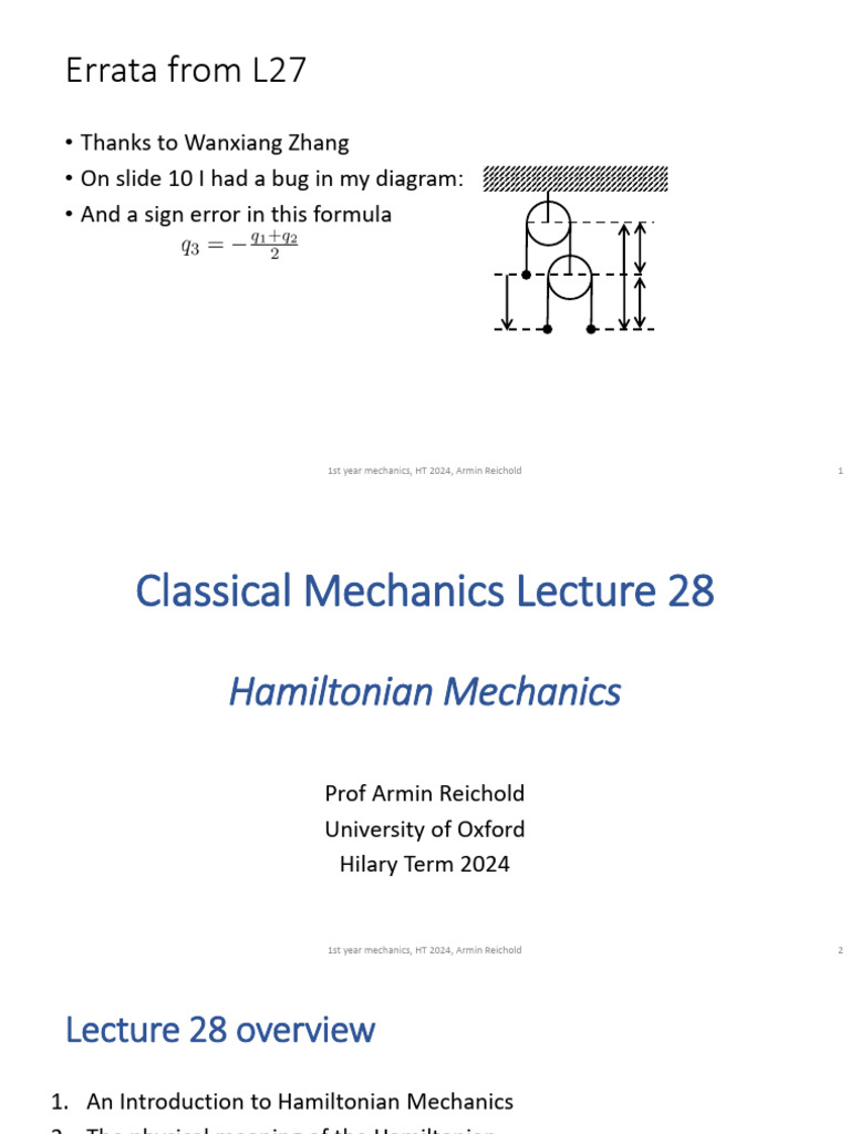 Hamiltonian Mechanics Overview | PDF | Hamiltonian Mechanics | Lagrangian Mechanics
