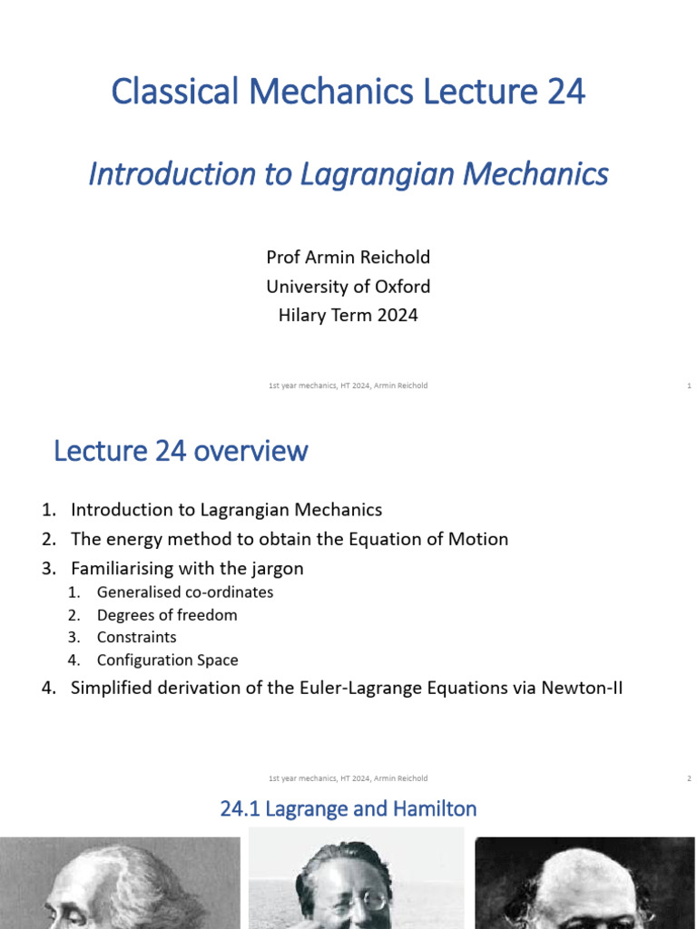 CP1 Lecture24 HT2024 Reichold v1 | PDF | Classical Mechanics | Lagrangian Mechanics