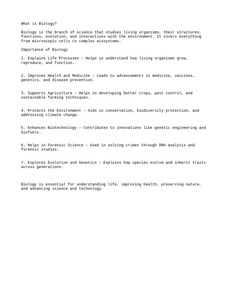 Importance of Biology Explained | PDF