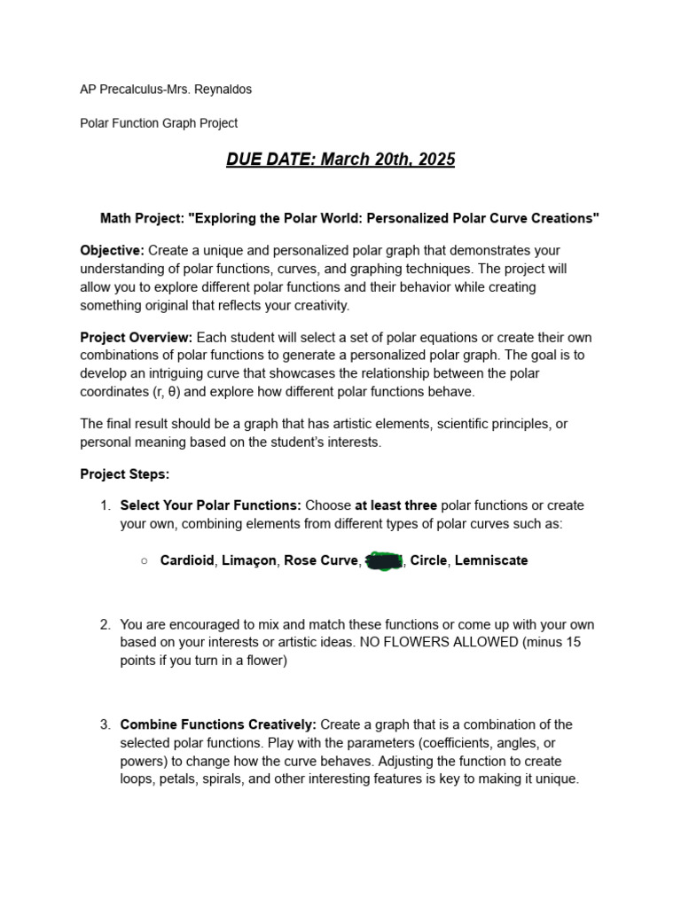 AP Precalculus-Polar Function Graph Project | PDF | Function ...