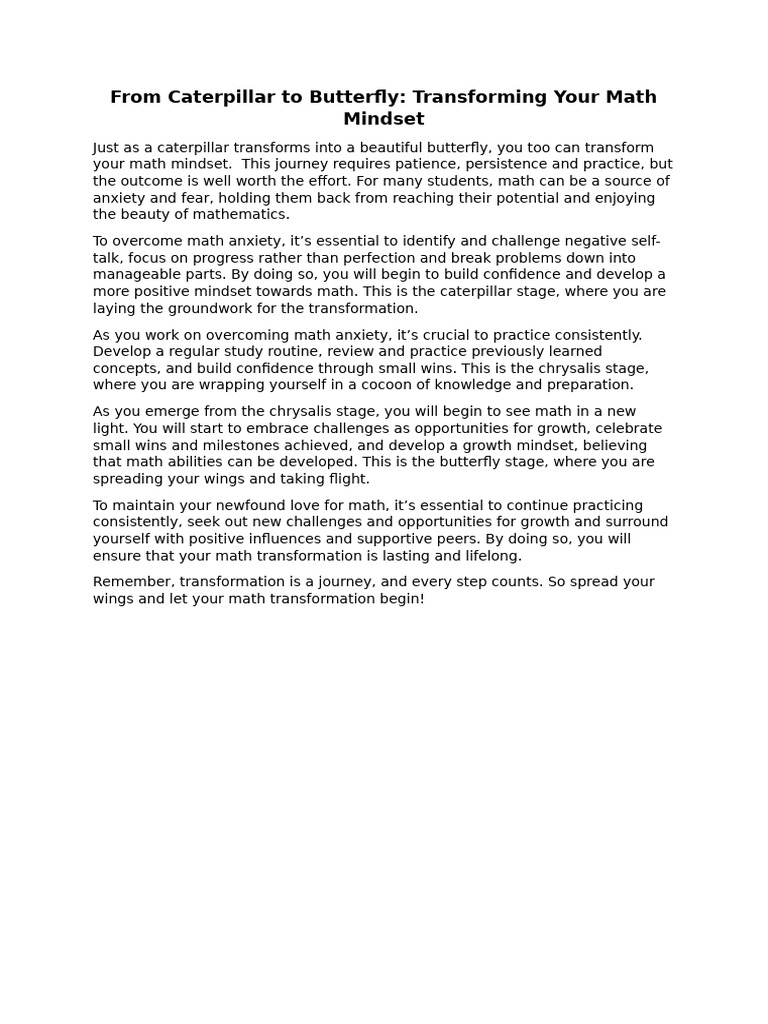 Math Mindset Transformation Guide | PDF