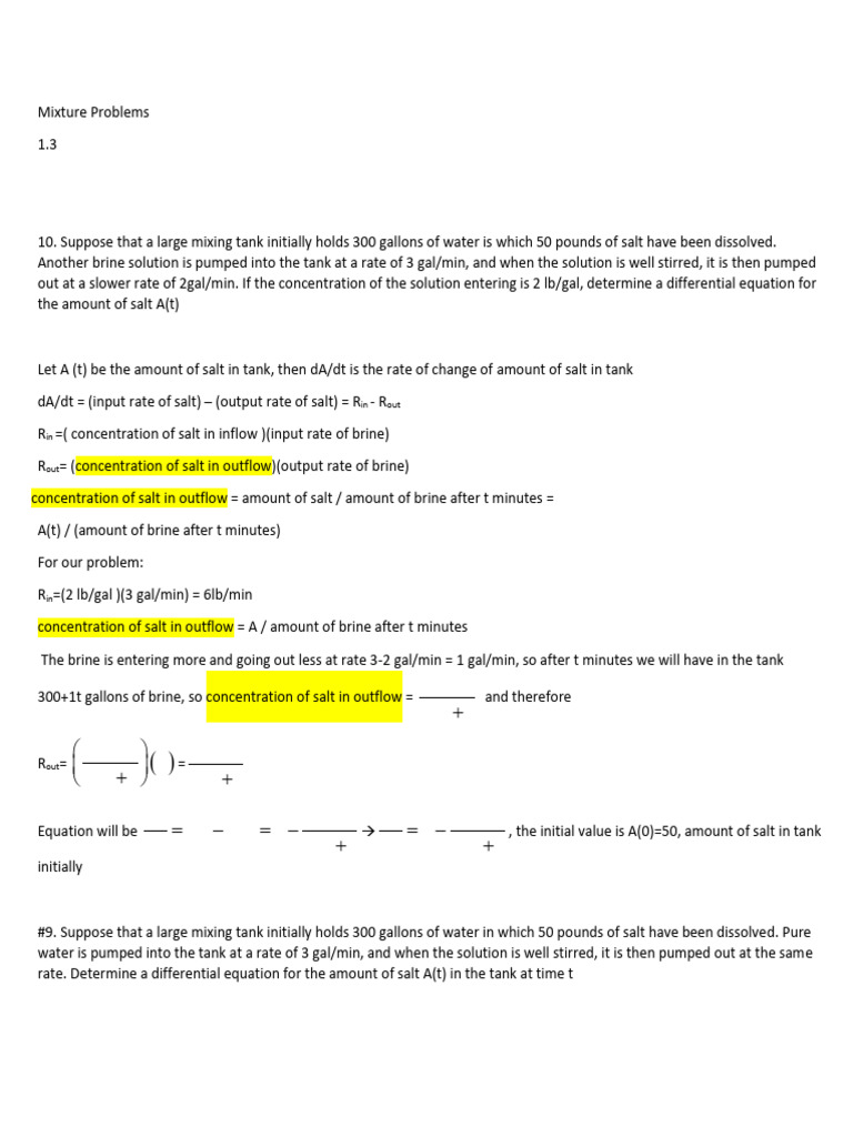 280 Mixture Problems Solved | PDF