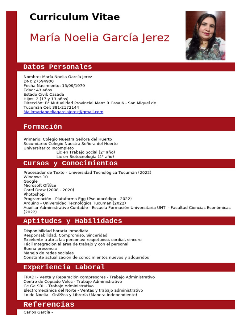 María Noelia García Jerez: Curriculum Vitae | PDF