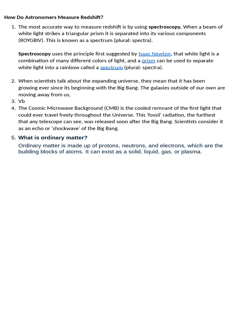 How Do Astronomers Measure Redshift | PDF