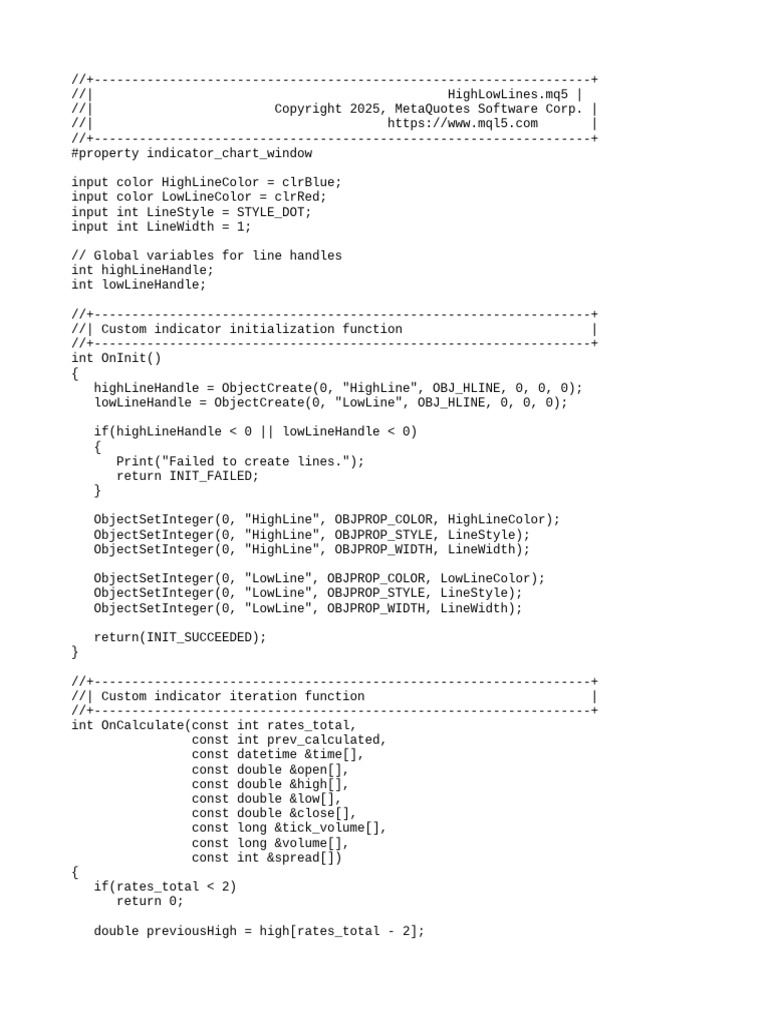 Last Candle High and Low Marking mt5 Code | PDF | Software Engineering | Computer Programming