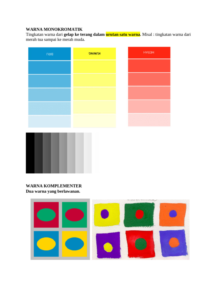 Panduan Warna: Monokromatik & Komplementer | PDF