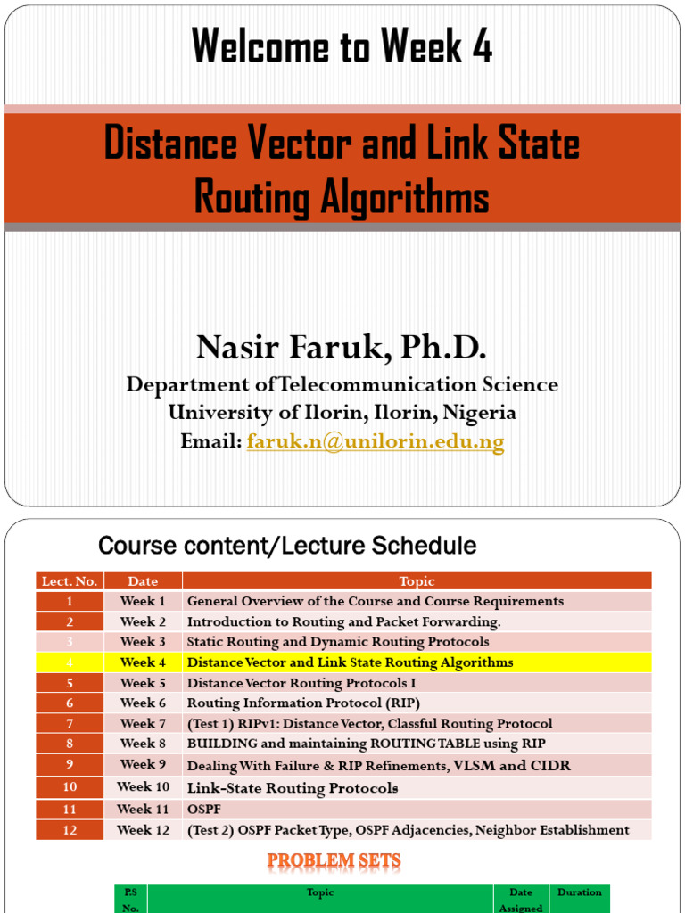 TCS 222 Week - 4 - Distance - Vector - and - Link - State - Routing ...