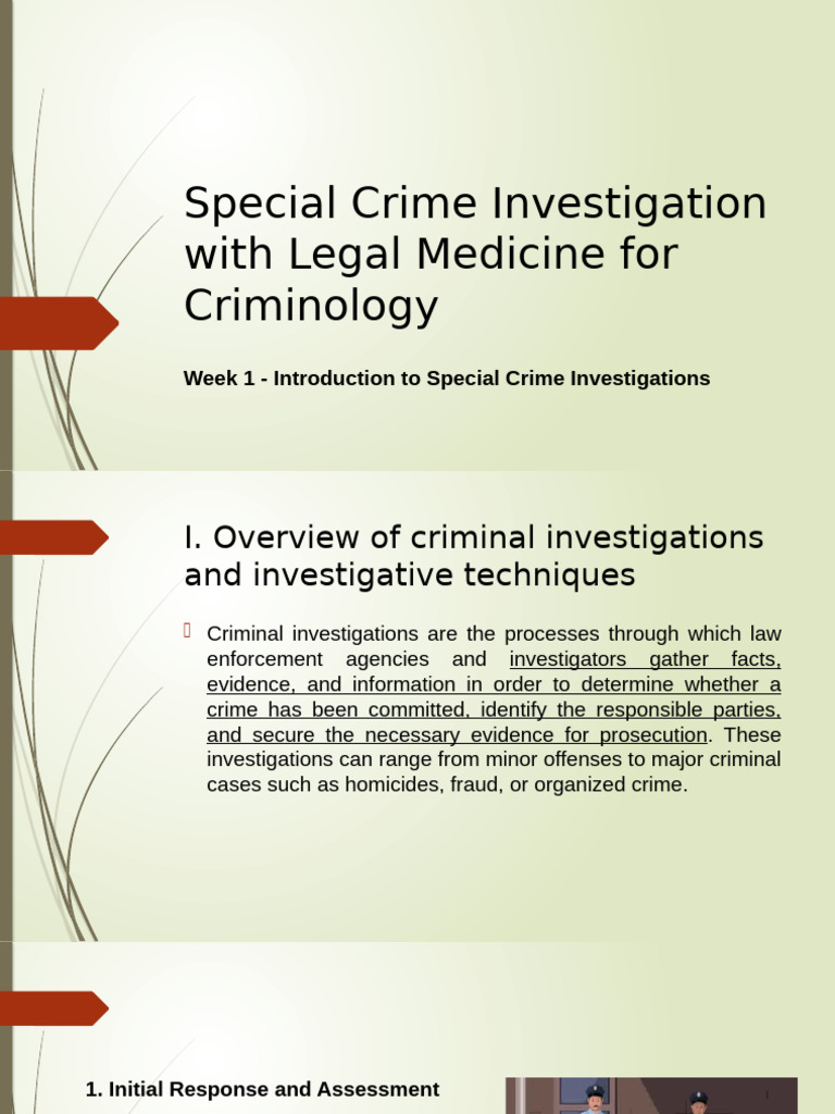 Special Crime Investigation With Legal Medicine For Criminology Week 1 ...
