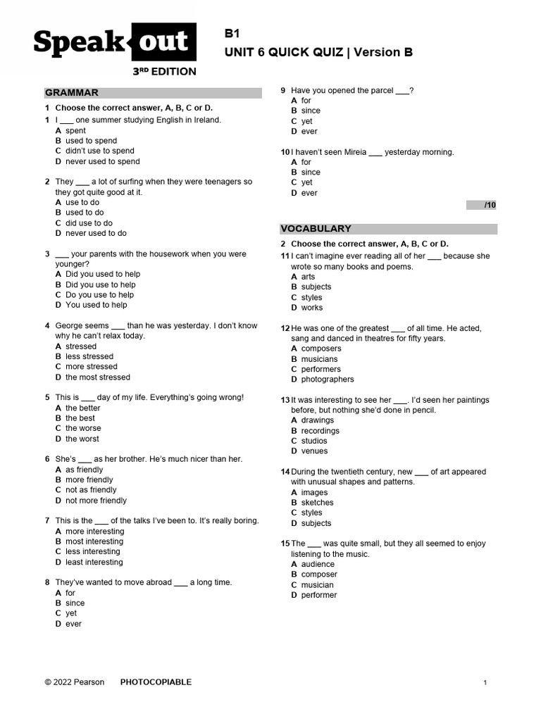 So3 b1 Quick Quiz U6b PDF | PDF