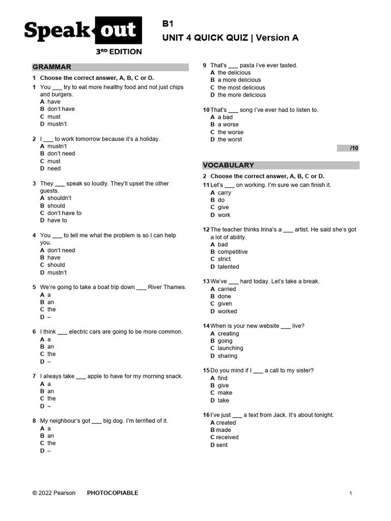 So3 b1 Quick Quiz u4a PDF | PDF