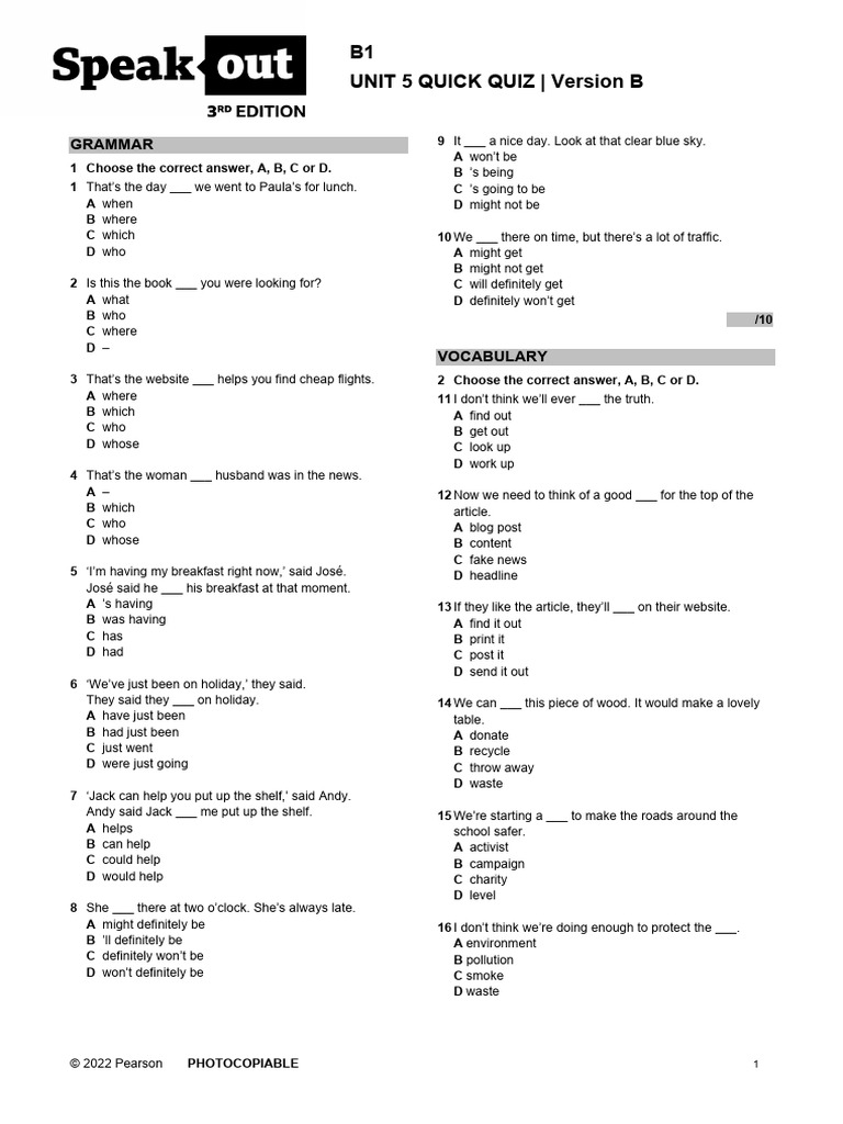 So3 b1 Quick Quiz U5b PDF | PDF