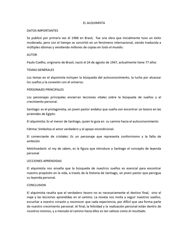 EL ALQUIMISTA | PDF