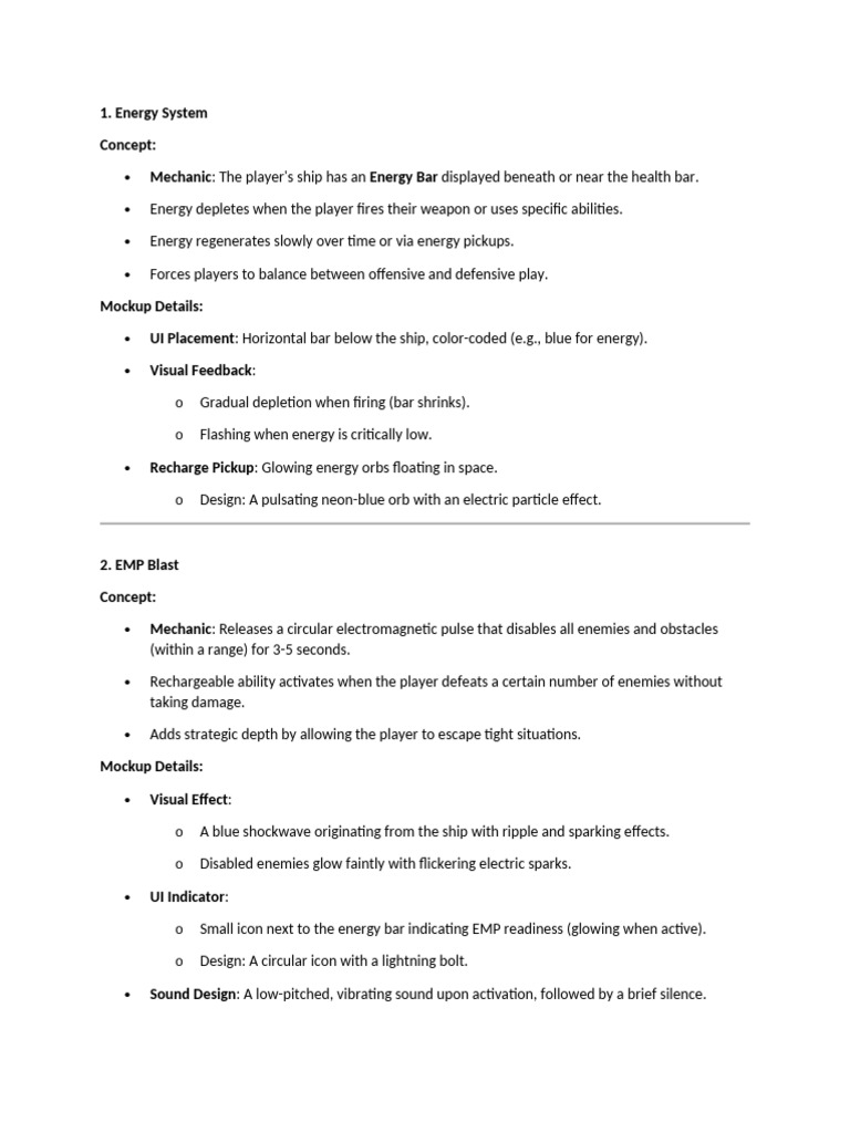 Energy and Combat Mechanics Overview | PDF