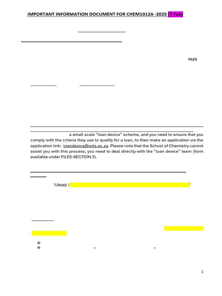 1-CHEA Important Information Doc - 7 Feb 2025 | PDF | Molecules | Intermolecular Force