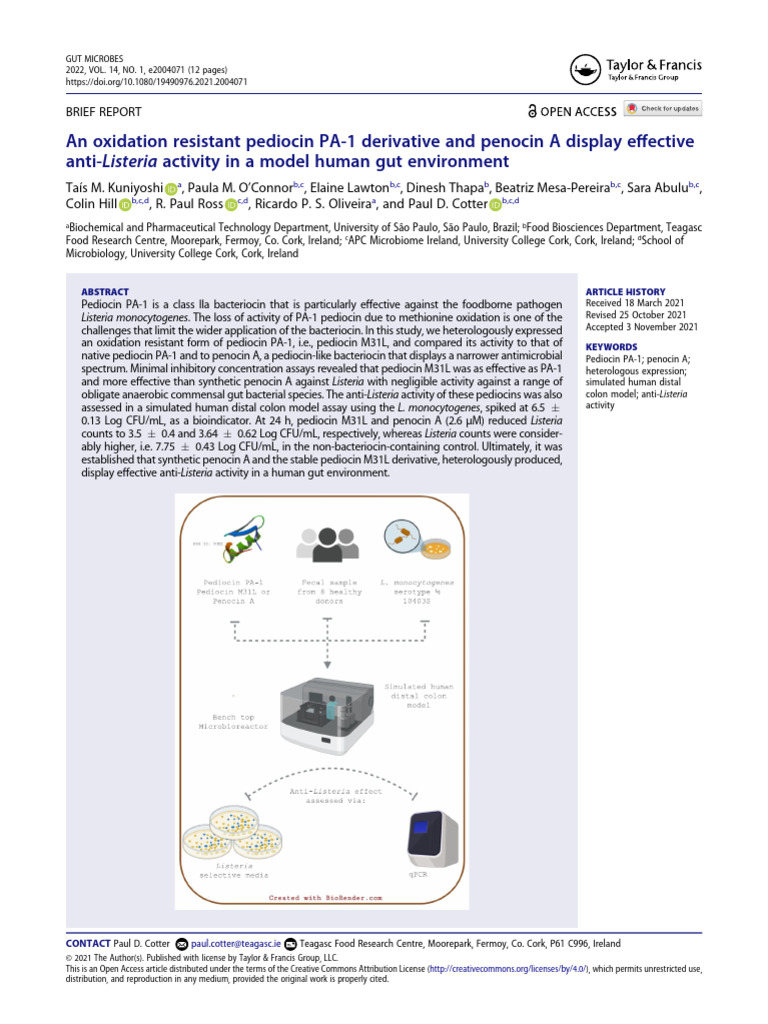 An Oxidation Resistant Pediocin PA-1 Derivative and Penocin A Display ...