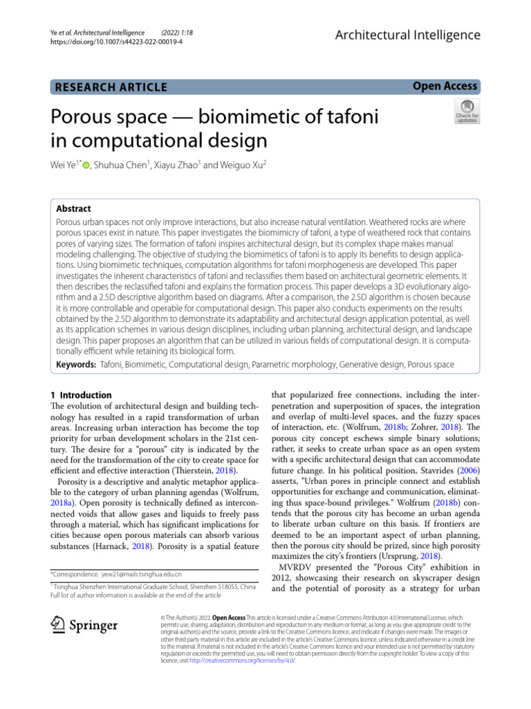 Porous Space - Biomimetic of Tafoni in Computation | PDF | Porosity | Force