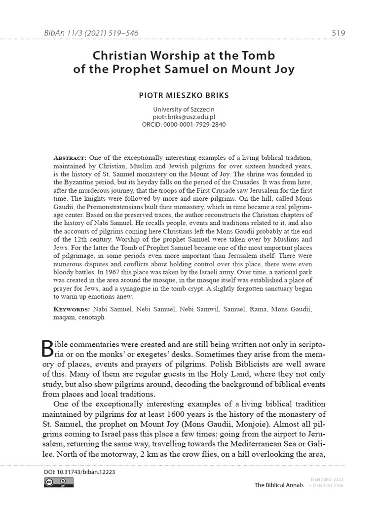 Christian Pilgrimage at Prophet Samuel's Tomb | PDF