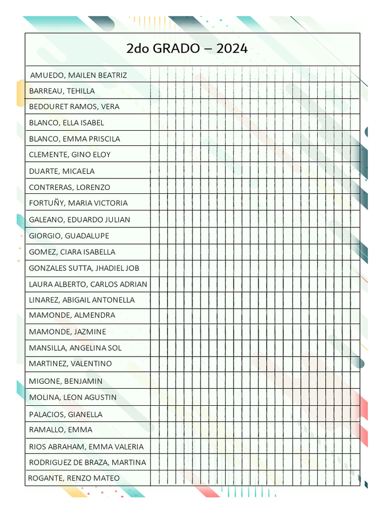 Lista de Asistencia 2do Grado | PDF