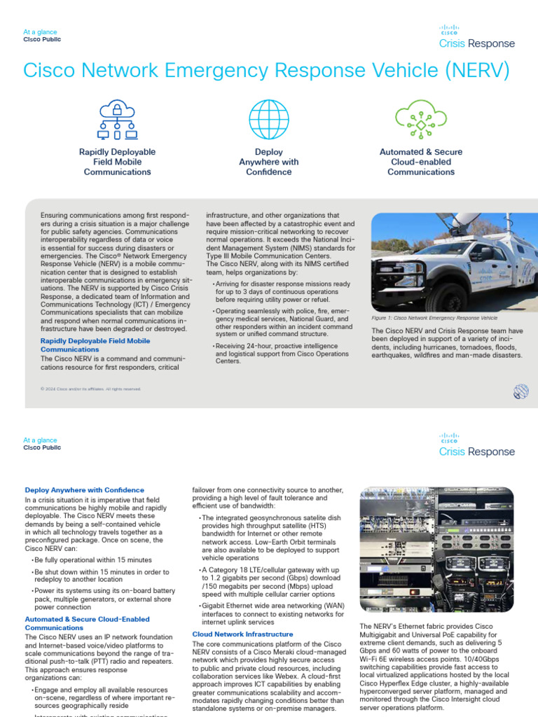 Cisco Crisis Response Nerv Vehicle | PDF | Emergency Management | Computer Network
