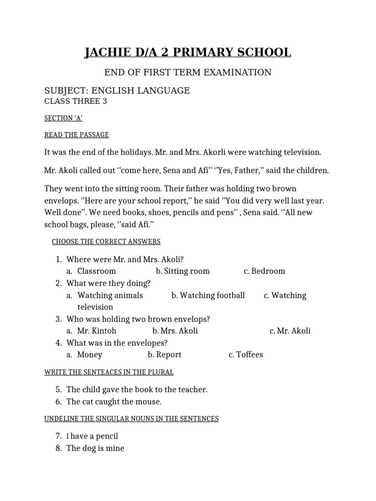 CLASs 3 English | PDF