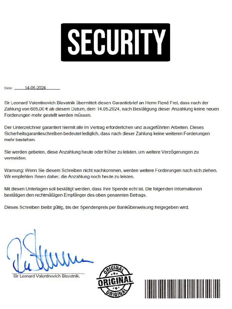 Security Letter (Rene) | PDF