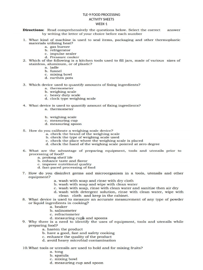 TLE-9Q4 ACTIVITY SHEETS | PDF