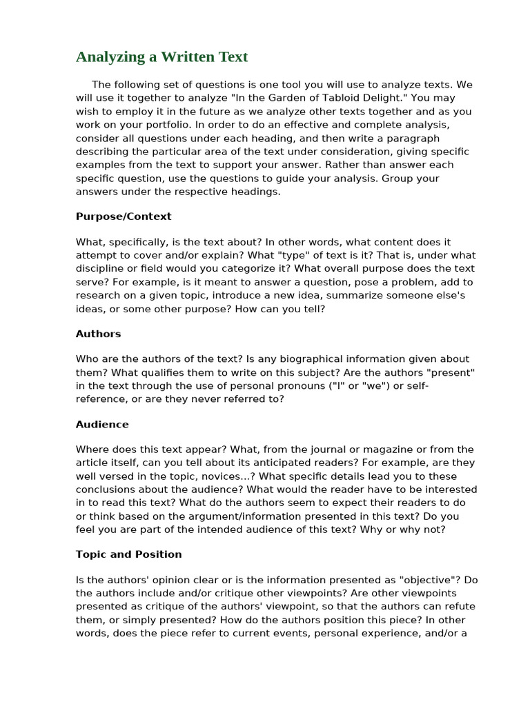 Analyzing a Written Text | PDF | Jargon | Argument