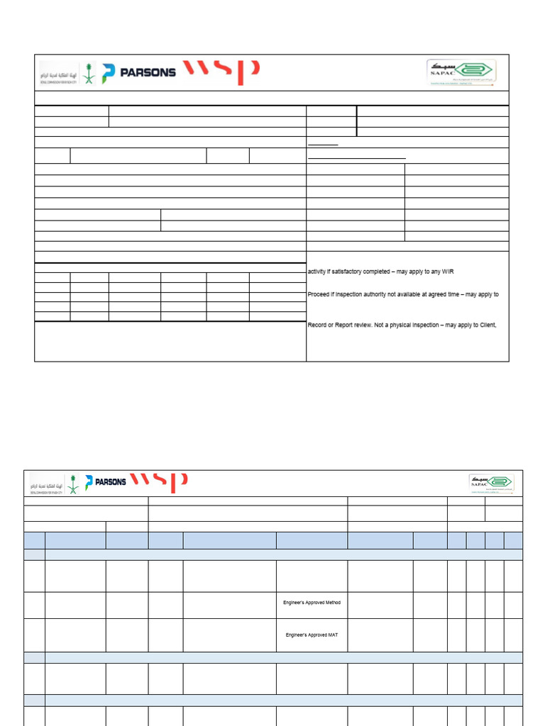 01 Inspection and Test Plan (ITP) For Construction of Valve Chamber ...