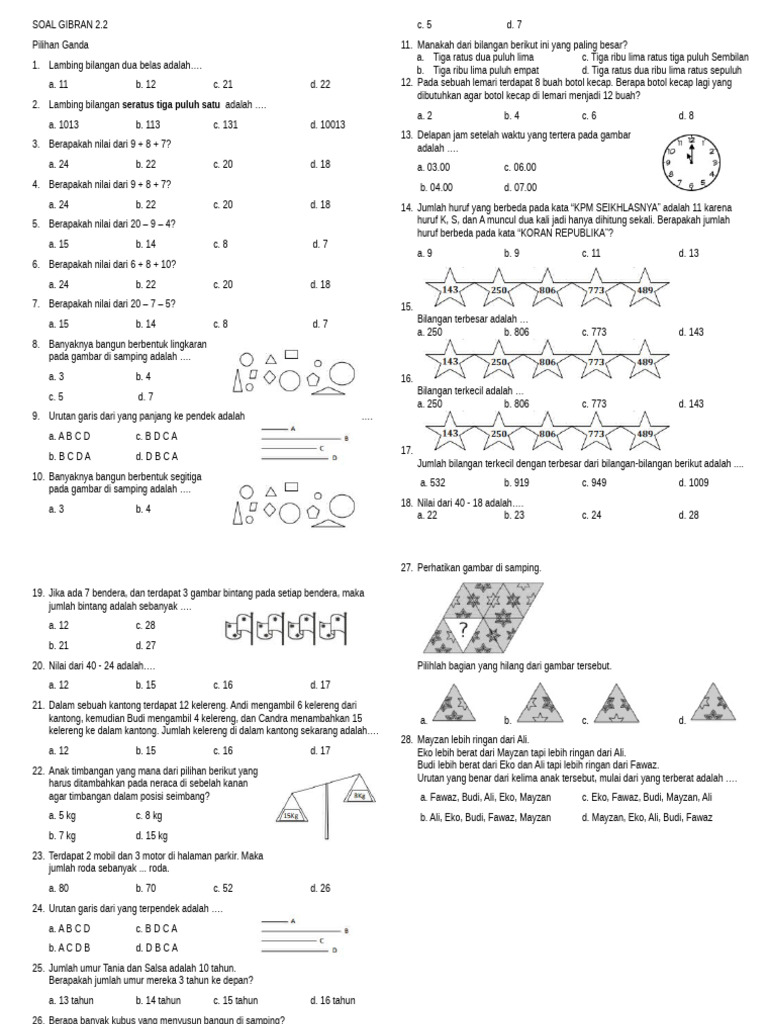 Soal Olimpiade Matematika TK B | PDF