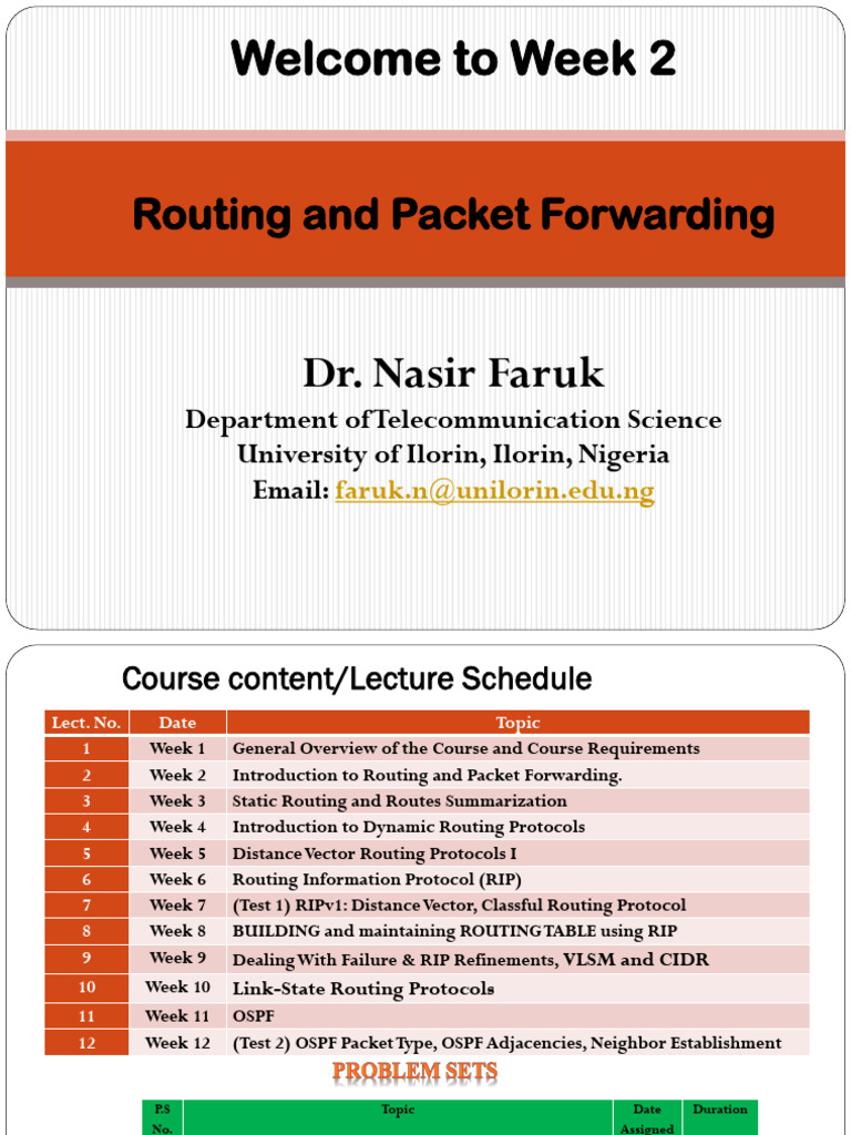 TCS 222 Week - 2 - Routing - and - Packet - Forwarding | PDF | Router (Computing) | Computer Network