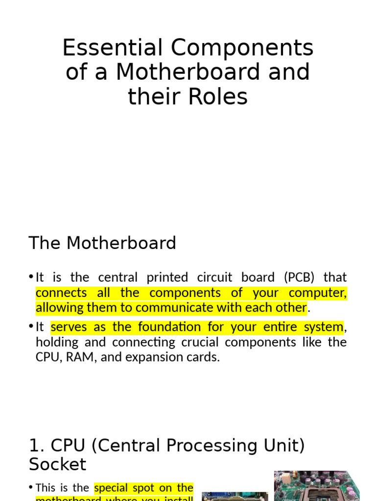 3-Motherboard Components | PDF | Bios | Random Access Memory