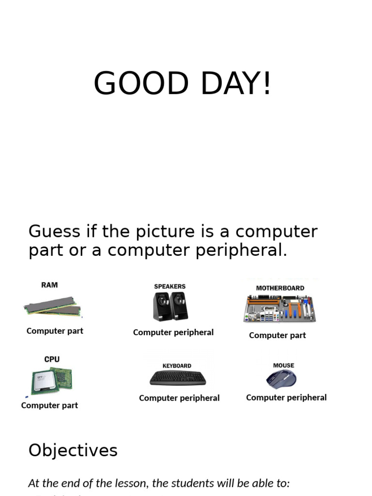 2-BASIC PARTS OF A COMPUTER and PERIPHERAL DEVICES | PDF | Random ...