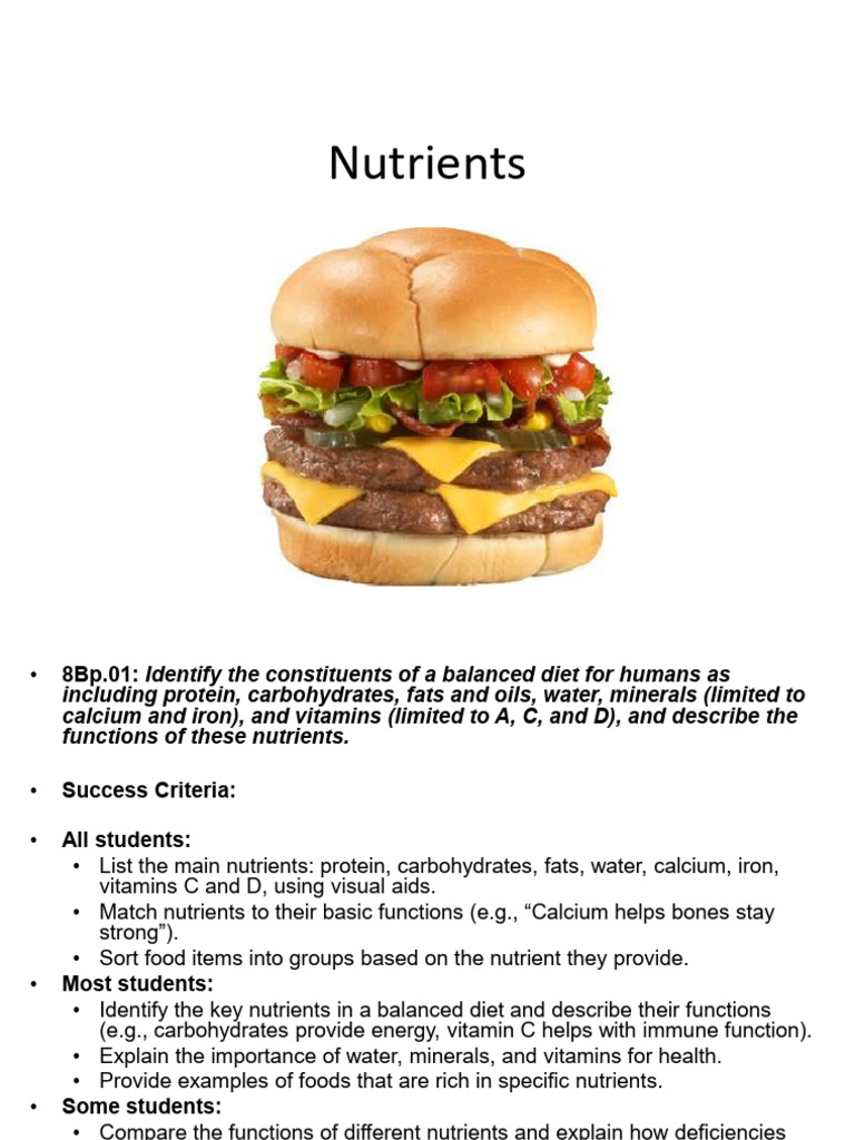 Nutrients and Balanced Diet | PDF | Foods | Nutrients