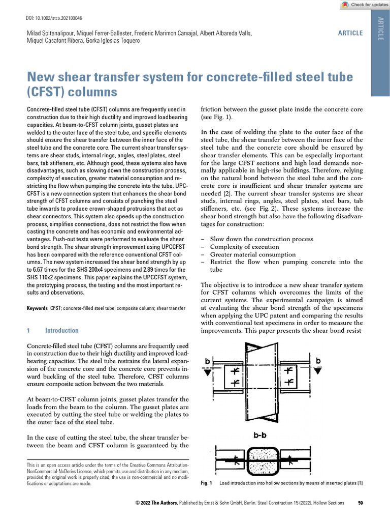 Innovative Shear Transfer for CFST Columns | PDF | Concrete | Welding