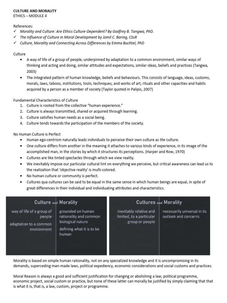 Module 4 - Culture and Morality Lecture-1 | PDF | Morality | Experience