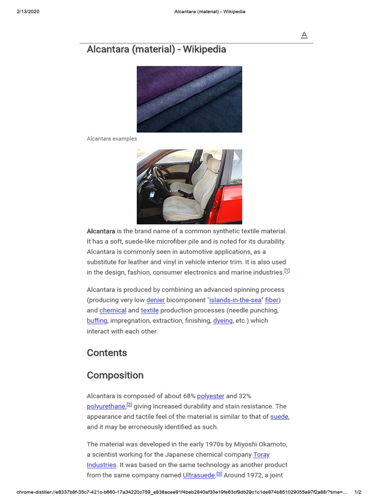 Overview of Alcantara Material | PDF | Materials | Textiles