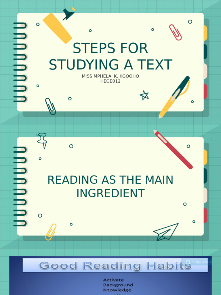 EN Steps For Studying A Text. The Reading Process | PDF | Reading Comprehension | Human ...