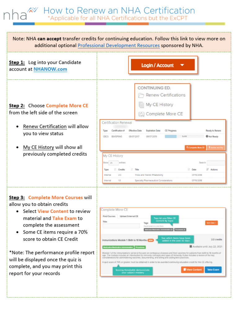 How To Renew An NHA Certification | PDF