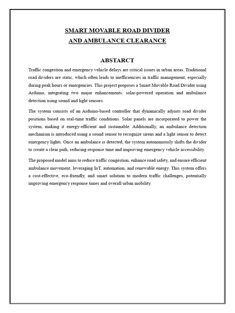 Smart Movable Road Divider1234 | PDF | Traffic | Traffic Congestion