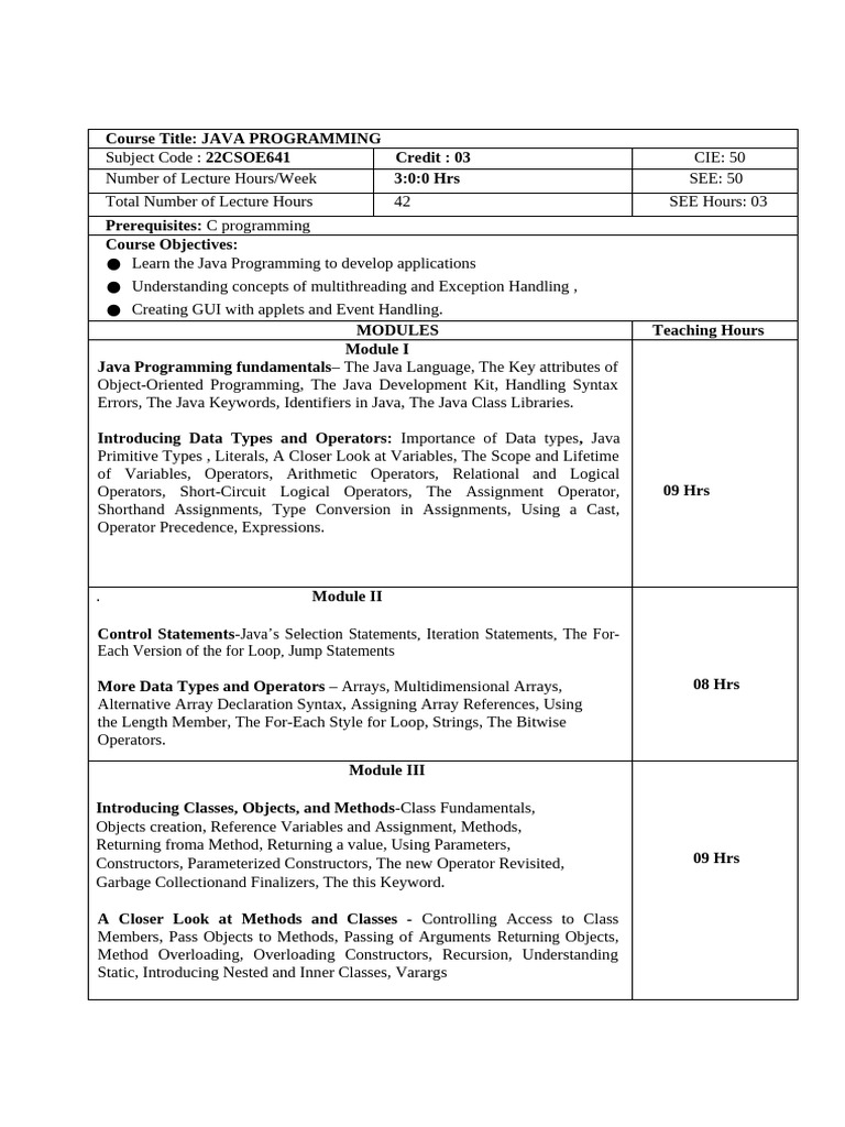 Java Programming Course Overview | PDF | Inheritance (Object Oriented ...