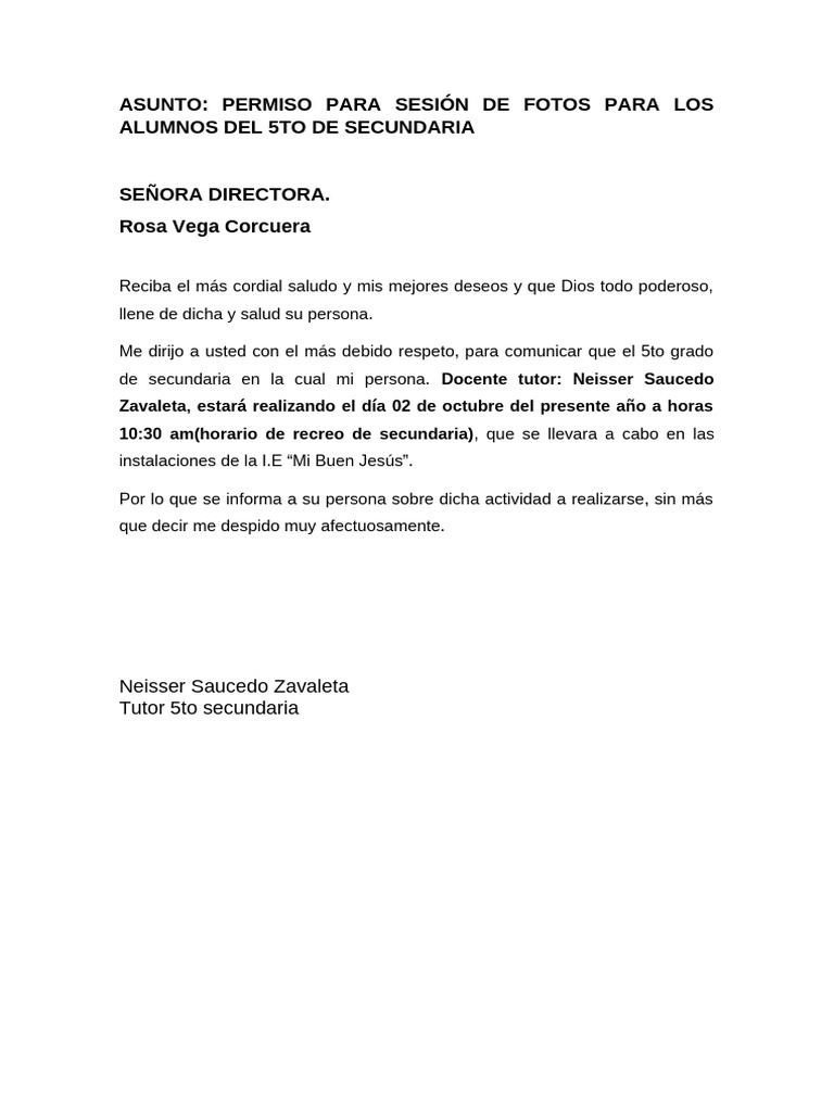 PERMISO Sesion de Fotos | PDF