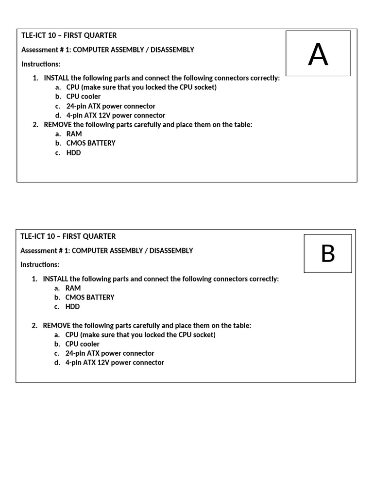 Hands-On Activity 1 - Comp Assembly Disassembly | PDF