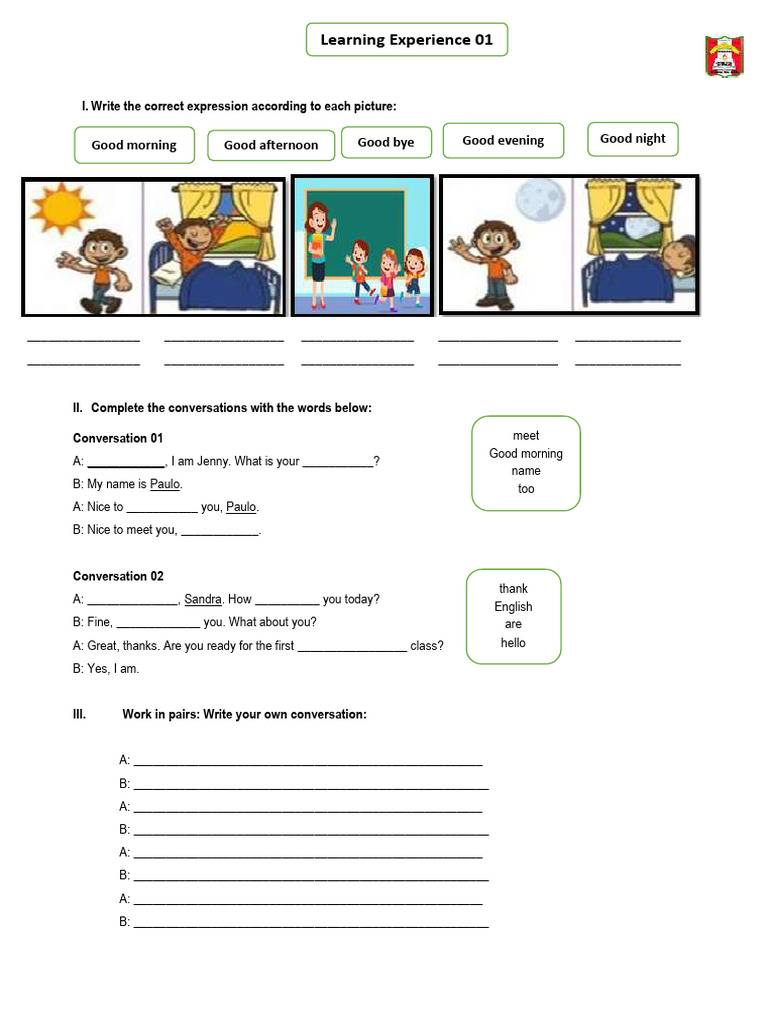 English Conversation Practice Worksheet | PDF